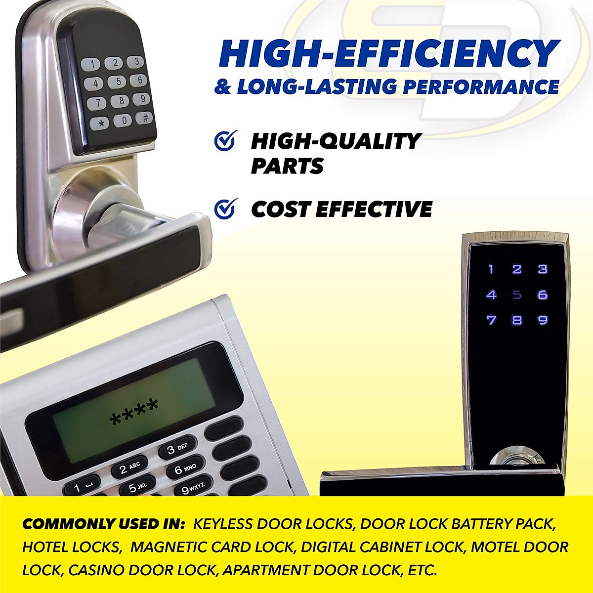 24x Exell Battery Door Lock 6V Battery Fits Saflok S7400-12 Replaces HTL5, SafLok and Intellis 884952, HTL-3, S7400-12