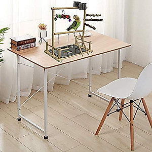 kathson Bird Playground Parrot Perch Stand Toys, Birds Wood Play Gym Activity Center Exercise Playpen Ladder Swing with Feeder Cups Chewing Toy(Include a Tray)