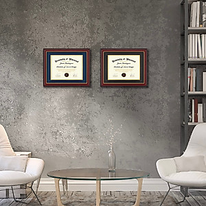 Minesaxel 11x14 Diploma Frame with 8.5 x 11 Opening Black Mat, Display 8.5x11 Degree Certificate Document, Wall Mount or Tabletop Display(Cherry Red)