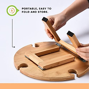 Prosumer's Choice Small Camping Foldable Table for Outdoor - Mini Picnic Table for Beach, Barbecue, Road Trip - Portable Camping Accessories, Wine Rack Collapsible Table