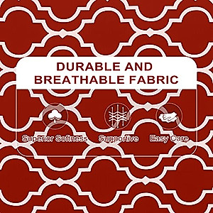 Basic Beyond Outdoor Chair Cushions for Patio Furniture, Waterproof Outdoor Cushions, Square Corner Patio Chair Cushions Set of 4 with Ties, 18.5"x16"x3", Trellis Red