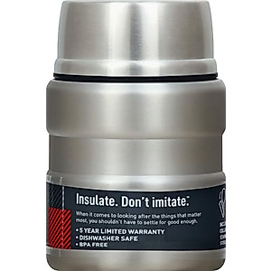 THERMOS Stainless King Vacuum-Insulated Food Jar with Spoon, 16 Ounce, Matte Steel