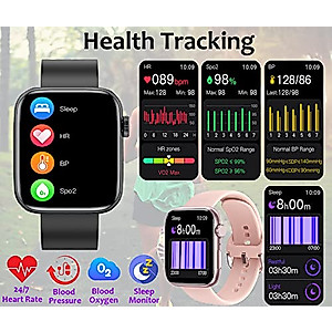 Smart Watch for Men Women Make Answer Call/Voice Control, IP67 Waterproof Android Smartwatches with Text Call /28 Sports Heart Rate Blood Pressure SpO2 Sleep Monitor Step Counter Black