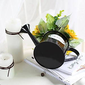 Takefuns Artificial Sunflowers and Metal Kettle Potted, Artificial Sunflowers Bouquet in Pot Bonsai, for Home Office Garden Party Wedding Table Decor