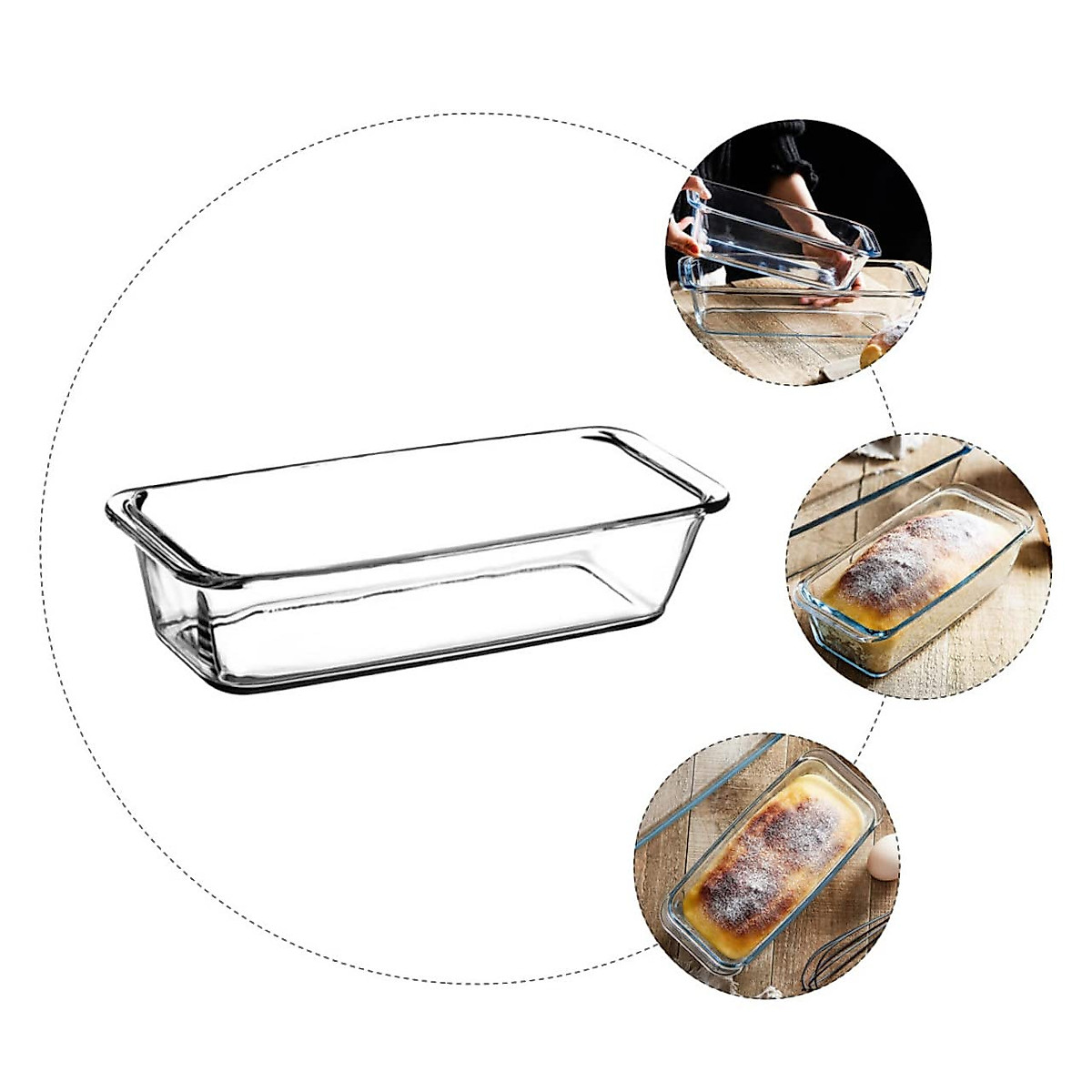 Cabilock Tempered Glass Plate Baking Pan Rectangular Cake Plate Glass Salad Dish Food Serving Plate Dishwasher Safe Easy to Clean