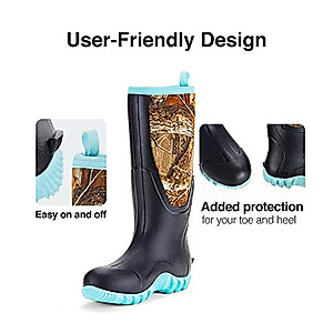 TIDEWE Rubber Boots for Women Multi-Season, Waterproof Rain Boots with Steel Shank, 6mm Neoprene Durable Rubber Outdoor Hunting Boots Size 7 (Green)