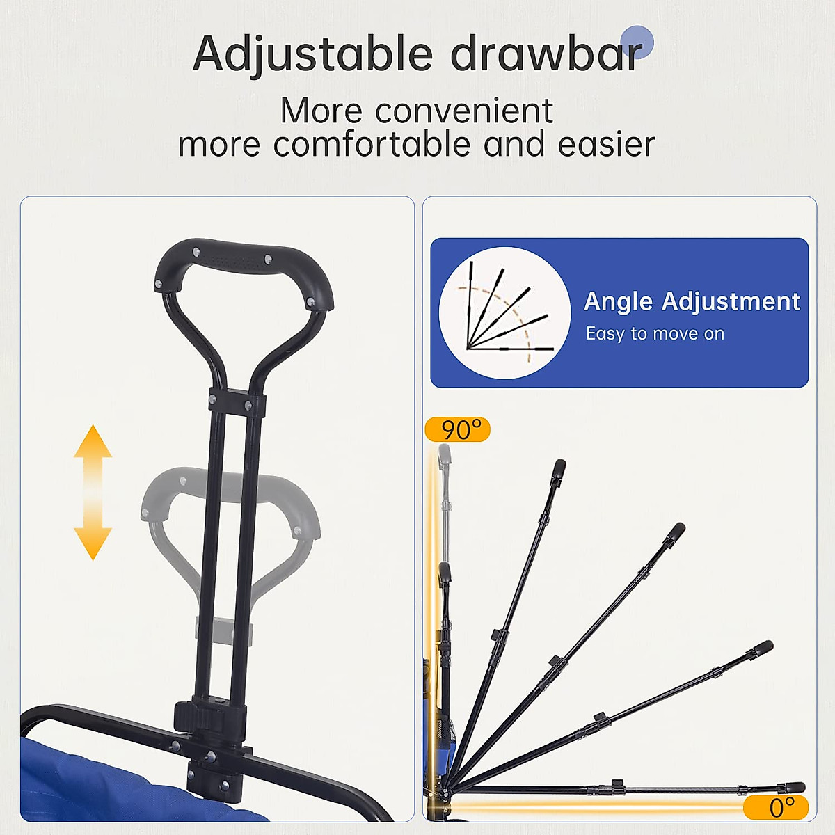 Collapsible Folding Wagon Garden Cart Beach Wagon Grocery Wagon All-Terrain Wheels Garden Grocery Wagon for Shopping Park Picnic, Beach Trip, Outdoor Activities, Camping (Blue)