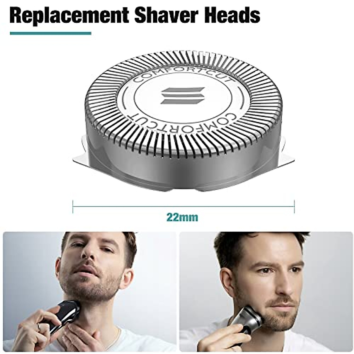 Centtechi Replacement Shaver Heads for Philips Aquatouch, 6Pcs Shaver Replacement Heads for Men Compatible with Series 1000, 2000, 3000, 5000, 6000 and Model AT8xx/AT7xx/PT8xx/PT7xx with Pointed Blade
