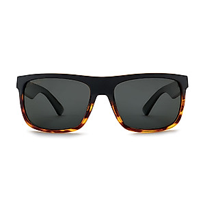 Kaenon Mens Burnet Mid Polarized Sunglasses (Matte Black/Tortoise, Ultra Grey 12%)