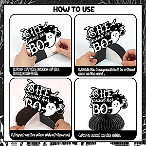 Wonmelody Halloween Bachelorette Party Decor She Found Her Boo Honeycomb Centerpieces Halloween Bridal Shower Decor Boochelorette Ghost Spooky October Decor for Gothic Halloween Wedding Bachelorette