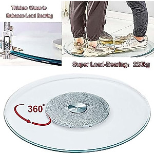 Round Glass Turntable Lazy Susan, 50-110 Cm Tempered Glass Serving Tray Revolves 360° Rotating Board Plate Dish Table Centrepiece Serve Cakes Cheese Snacks (Color : Silver, Size : 50cm(20in))