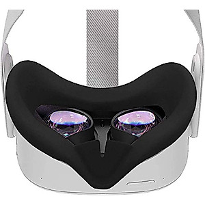 RGEEK VR Silicone Face Cover for Quest 2 VR Headset Sweat-Proof Lightproof Non-Slip Washable Replacement Face Pads Quest 2 Accessories(Black)