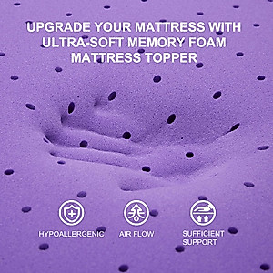 SINWEEK 1.5 Inch Gel Memory Foam Mattress Topper Ventilated Soft Pressure Relieve Mattress Pad, Breathable Bed Topper, CertiPUR-US Certified, Queen Size