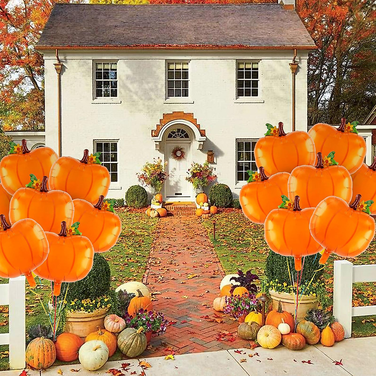 24 Pcs Pumpkin Balloons Fall Balloons Thanksgiving Foil Pumpkin Balloon Large Mylar Balloons for Fall Autumn Thanksgiving Harvest Themed Birthday Baby Shower Party Decorations Supplies