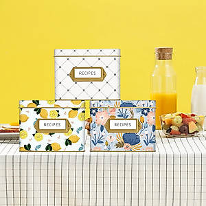 SUPMIND Recipe Box, Recipe Card Box for 4" x 6" Recipe Cards, Durable Metal Recipe Holder, Decorative Recipe Tin with Gift Box