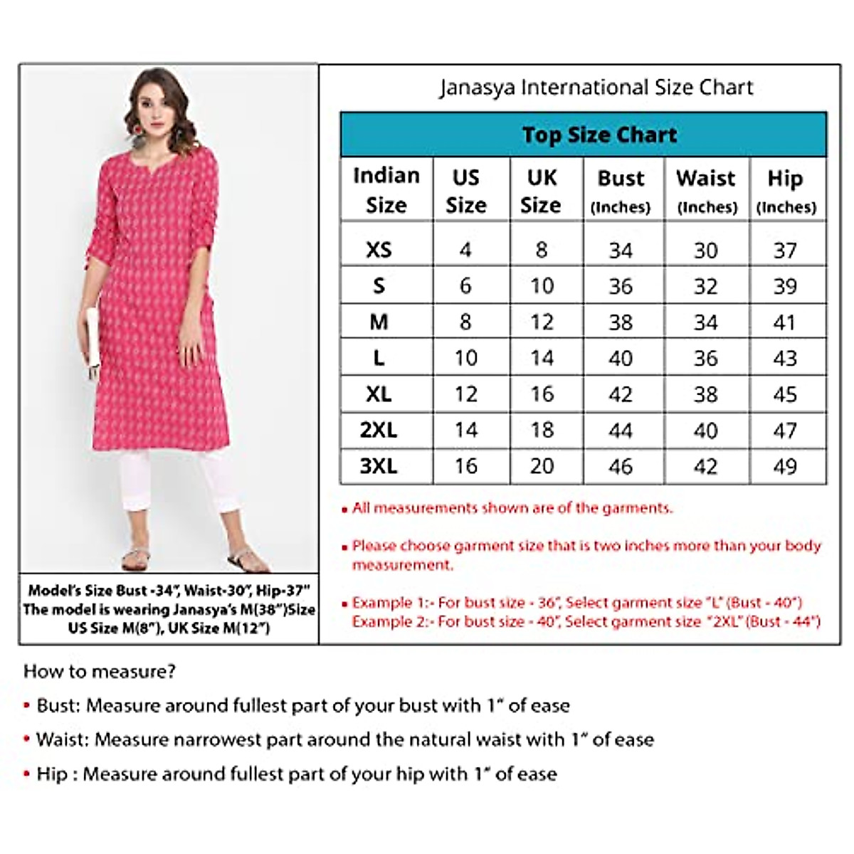 Janasya Indian Women's Pink Cotton Kurta(JNE3577-KR-XXL)