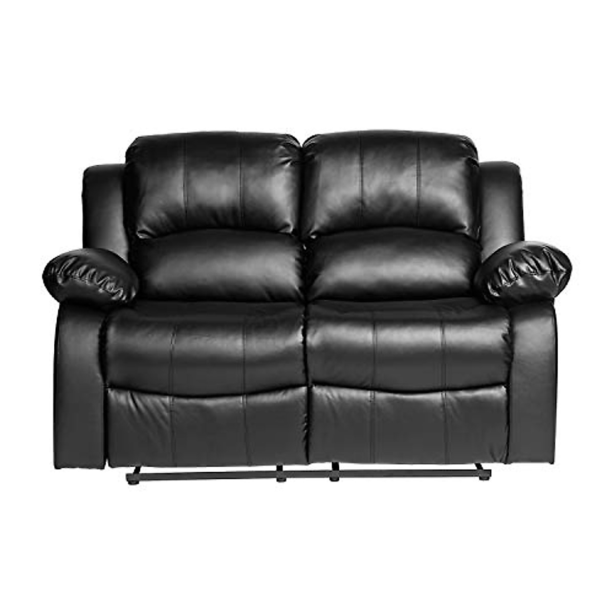 Lexicon Humphreys Loveseat Recliner - Soft Faux Leather Double Reclining Sofa, Manual Pull Tab, Wall Hugger, High-Density Foam, Solid Wood Frame, Easy Assembly, 62.5" W, Living Room, RV - Black