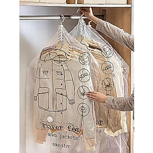 SunHorde Hanging Vacuum Storage Bags for Clothes 6 Pack Large Hanging Vacuum Sealed Bags, Hanging Space Saver Bags for Closet Organizer, Garment Cover Vacuum Sealer Bags for Travel