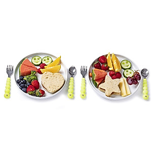 melii Caterpillar Spoon and Fork Utensil Set for Toddlers - BPA-Free Silicone and Stainless Steel Kids Utensils - Ergonomic, Easy-Grip Design for Fun & Safe Eating for Children