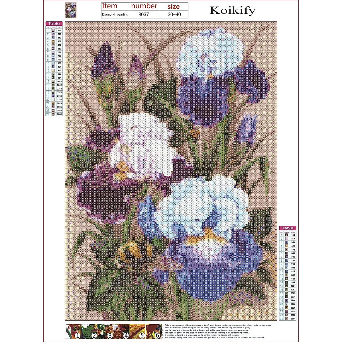 Koikify 5D Diamond Painting Kits for Adults, Full Round Drill Flower Painting 5D Cross Stitch Arts Resin Diamond Picture Beads Pasted Craft DIY Painting for Home Wall Decor, Gift 11.8 x 15.7 Inch