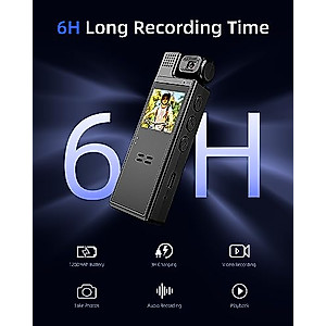 Mini Body Camera 1080P Portable Small Body Worn Cam Wearable Pocket Video Recorder with 180° Rotatable Lens, 1.3" LCD, Night Vision for Security Guard, Law Enforcement, Built-in 64G Memory Card