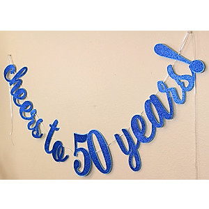 All About Details Cheers to 50 Years! Cursive Banner (Blue)