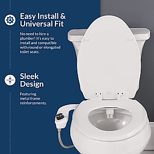 Bio Bidet by Bemis SlimEdge Freshwater Bidet Attachment for Toilet, White, Non Electric, Easy Install