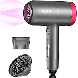 Hair Dryer with Diffuser, Professional Salon Negative Ions Blow Dryer Powerful 1600W for Fast Drying, 3 Heating & Infinity Speed, with Constant Temperature, No Hair Damage, Low Noise