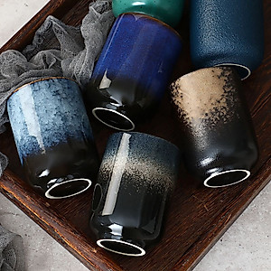 Lxuwbd Large Ceramic Tea Set, Chinese Tea Cup, Coffee Cup, Ceramic Mate Tea Cup Set 4 Piece (4 colors)