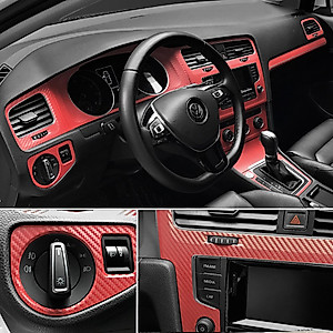 Silence Shopping 3D Carbon Fiber Vinyl Car DIY Wrap Sheet Roll Film Sticker Decal - Red Color 127X30cm 50"X11.8" (Red)