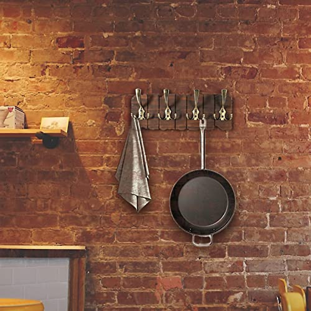 sfycc Coat Hook, Hook Rack, Wall Hook Rack, 4 Tri Hooks, Metal Clothes Hook, Rustic Coat Rack for Entryway Bathroom Bedroom Kitchen(1-Pack)