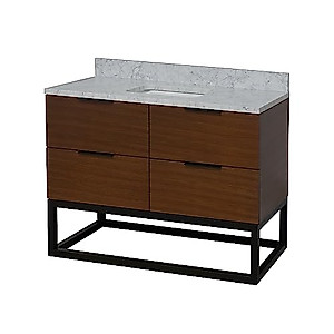 Kitchen Bath Collection Mia 48-inch Bathroom Vanity (Carrara/Walnut): Includes Walnut Cabinet with Authentic Italian Carrara Marble Countertop and White Ceramic Sink