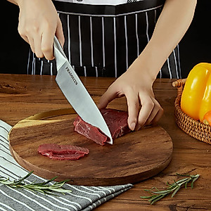 FRASOICUS 7 Pieces Kitchen Knife Set with Wooden Block, German Stainless Steel Ultra Sharp, Professional Chef Knife Set for Kitchen Best Gift