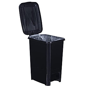 Superio Slim Trash Can with Foot Pedal – 6.5 Gallon Step-On Trash Can with Lid, Medium Plastic Garbage Can, Trashcan for Bathroom, Kitchen, Office, Bedroom, Dorm, Patio – Black, 2