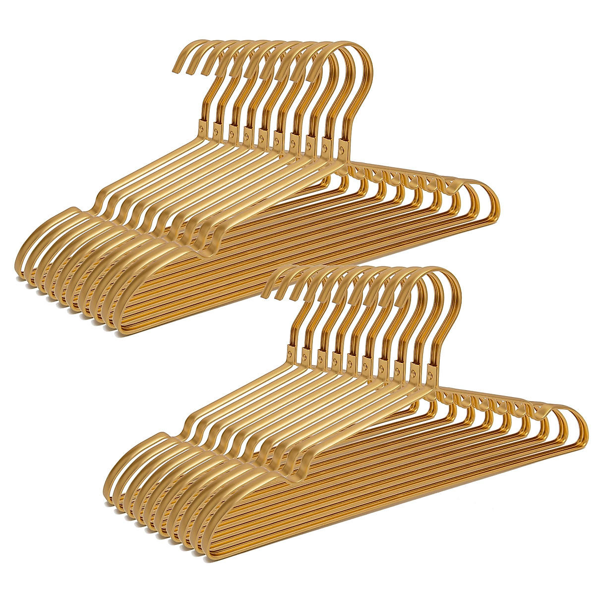 Matte Gold Aluminum Clothes Hangers, 16.5” Extra Smooth & Sturdy Metal Coat Shirt Dress Hanger, Light & Sturdy Metal Rack for Jacket Trouser Pant Slack 20 Pack HL07G