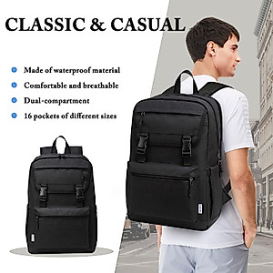 Laptop Backpack Mens, ChaseChic Large Anti Theft Travel Backpack, Waterproof School Rucksack Bag fit 15.6" Laptop (Black)