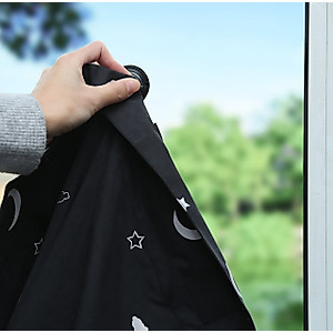 Amazon Basics Portable Window Blackout Curtain Shade with Suction Cups for Travel, Kids, and Baby Nursery - 50" x 78", Moon & Stars - 1-Pack