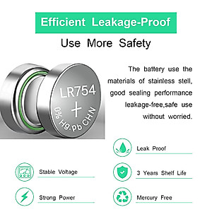50PCS AG5 Button Cell Battery,LR754 393A SR48 AG5 Alkailine Coin Batteries for Misfit Ray, Laser Bore Sight, Hearing Aid, Fitness Tracker,Watch,AR Light,Digital Callipers