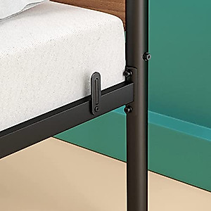 Totnz Queen Size Metal Platform Bed Frame Mattress Foundation with Sturdy Wood Headboard and Footboard No Box Spring Needed Under Bed Storage Steel Slats,Black