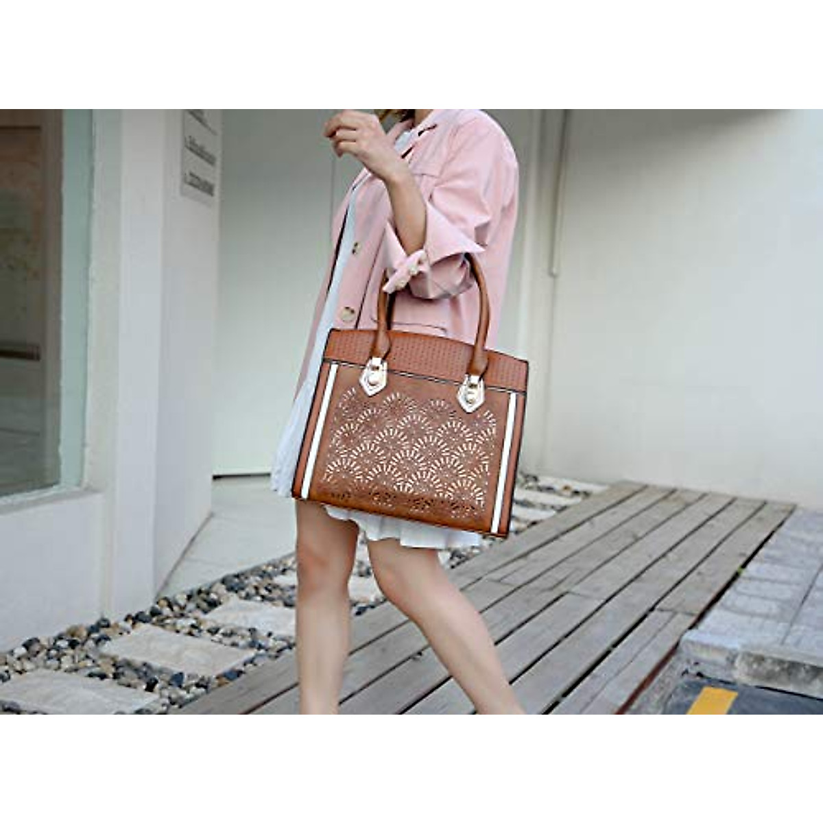 MKF Shoulder Bag for Women – PU Leather Crossbody Tote Handbag Purse – Lady Fashion Top Handle Satchel Pocketbook Sheila Beige