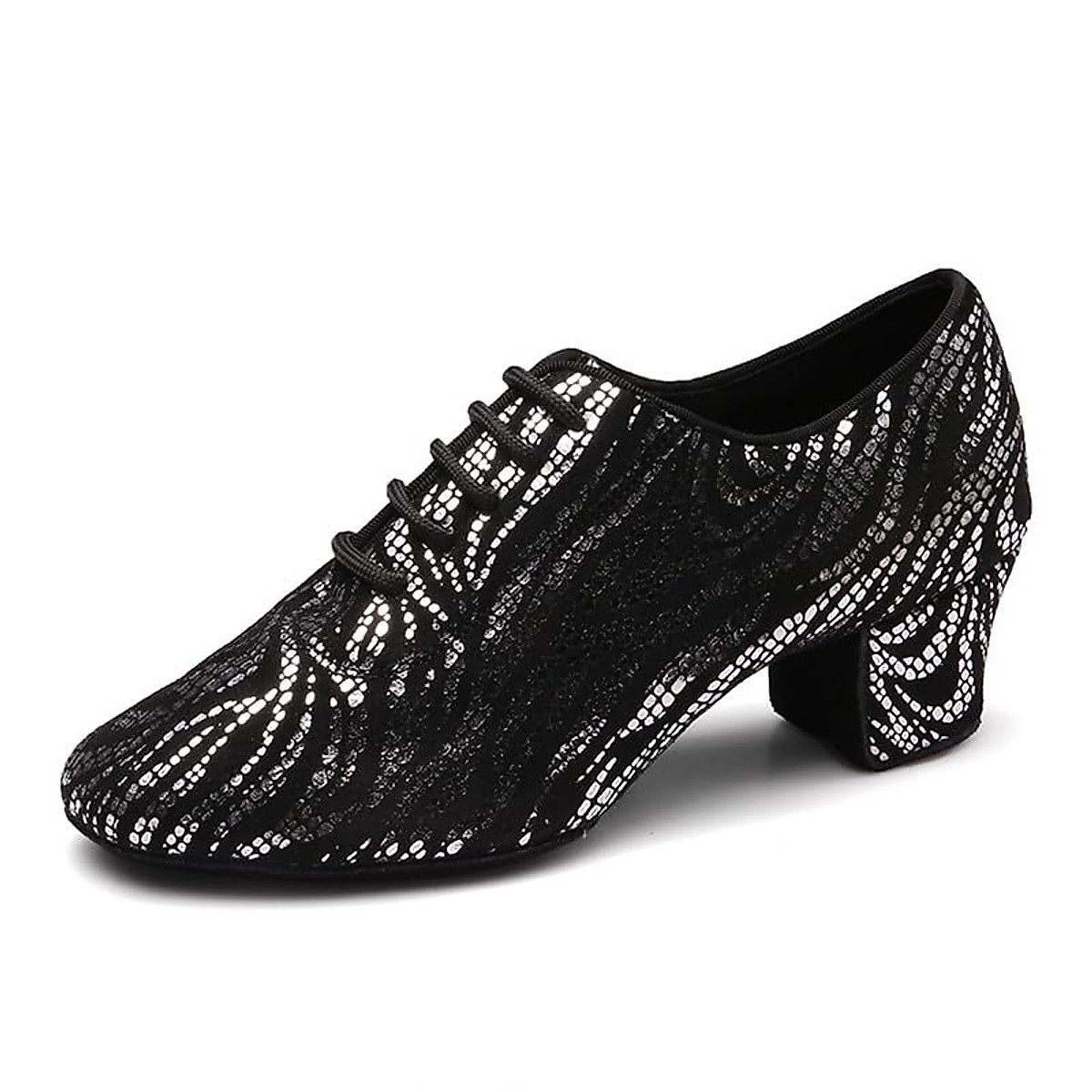 AOQUNFS Women Latin Ballroom Dance Shoes Lace-up Modern Salsa Practice Dance Shoes,K4-Black-5-2MD,US 8