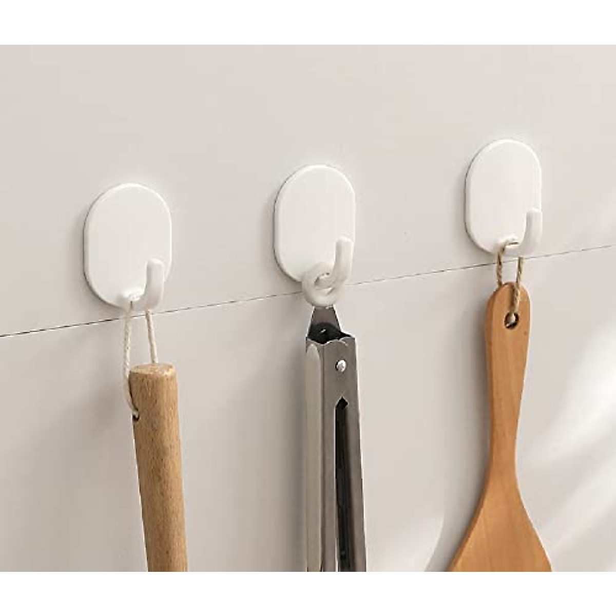 JULAHE Adhesive Wall Hooks for Hanging Towel Hooks for Coat Robe Towels Stick on Bathroom or Kitchen No Drill Coat Hooks 4 Pack White