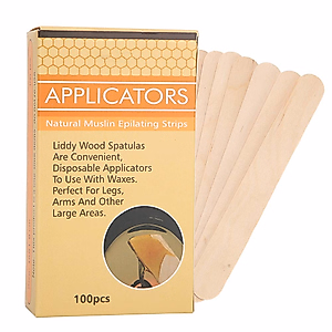 Wax Applicator Sticks, 100pcs Wooden Disposable Epilation Wax Tool Wax Waxing Wood Body Hair Removal Sticks Applicator Wax Spatulas Applicator for Mask Hair Remove Cream Ice Cream Stick