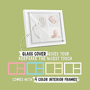 Newborn Baby Keepsake Set Bundle - Baby First 5 Years Memory Book & Baby Handprint Footprint Keepsake Photo Frame - Baby Nursery Art Kit and Journal for Baby Boys & Girls