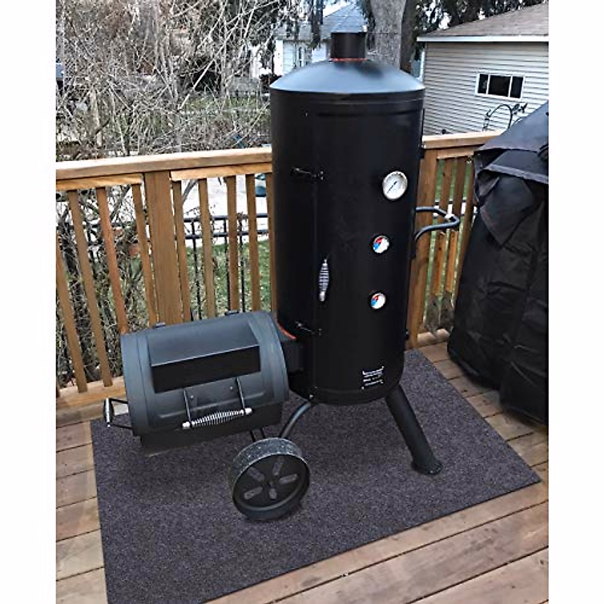 Electric Smoker Mat，Protects wooden floors from liquid and Sauce Spills，Premium Oven Mat，Under Grill Mat，Absorbent material-Contains Smoker Spill，Anti-Slip and Waterproof Backing，Washable (36" x 48")