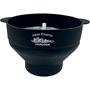 Amish Country Popcorn - Baby White (6 Pound Bag) and Black Silicone Popcorn Popper Bundle | Small & Tender Popcorn | Popper is BPA and PVC Free with Handles, Dishwasher Safe