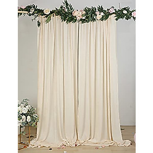 Cytdkve 2 Panels 4.8 Feet x 10 Feet Butter Cream Velvet-Like Wedding Backdrop Curtain Drapes, Silky Soft Window Curtains Panels for Wedding Ceremony Birthday Party Decorations
