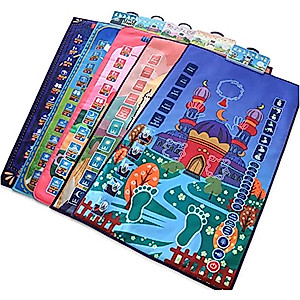 Asheep Smart Muslim Prayer Mat for Kids, Muslim Prayer Rug Electronic Islamic Prayer Mat with Worship Step Guide for Kids Toddlers, Kid Ramadan Gifts, 43.3x27.5 in (Color : Dark Blue)