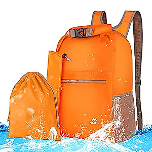 Dry Bag, Marine Dry Sack Waterproof Backpack with Small Wet Bags for Kayaking Floating Swimming Boating, Lightweight Paddle Board Casual Daypack for Hiking Camping 2pcs Set Friendship Gift, Orange