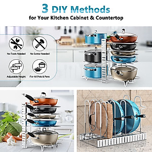 ORDORA Pots and Pans Organizer for Cabinet, 8-Tier Heavy Duty 120LBS Pots Pans Organizer Rack under Cabinet